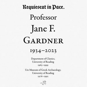 Professor Jane F. Gardner 1934-2023 | Ure Museum of Greek Archaeology